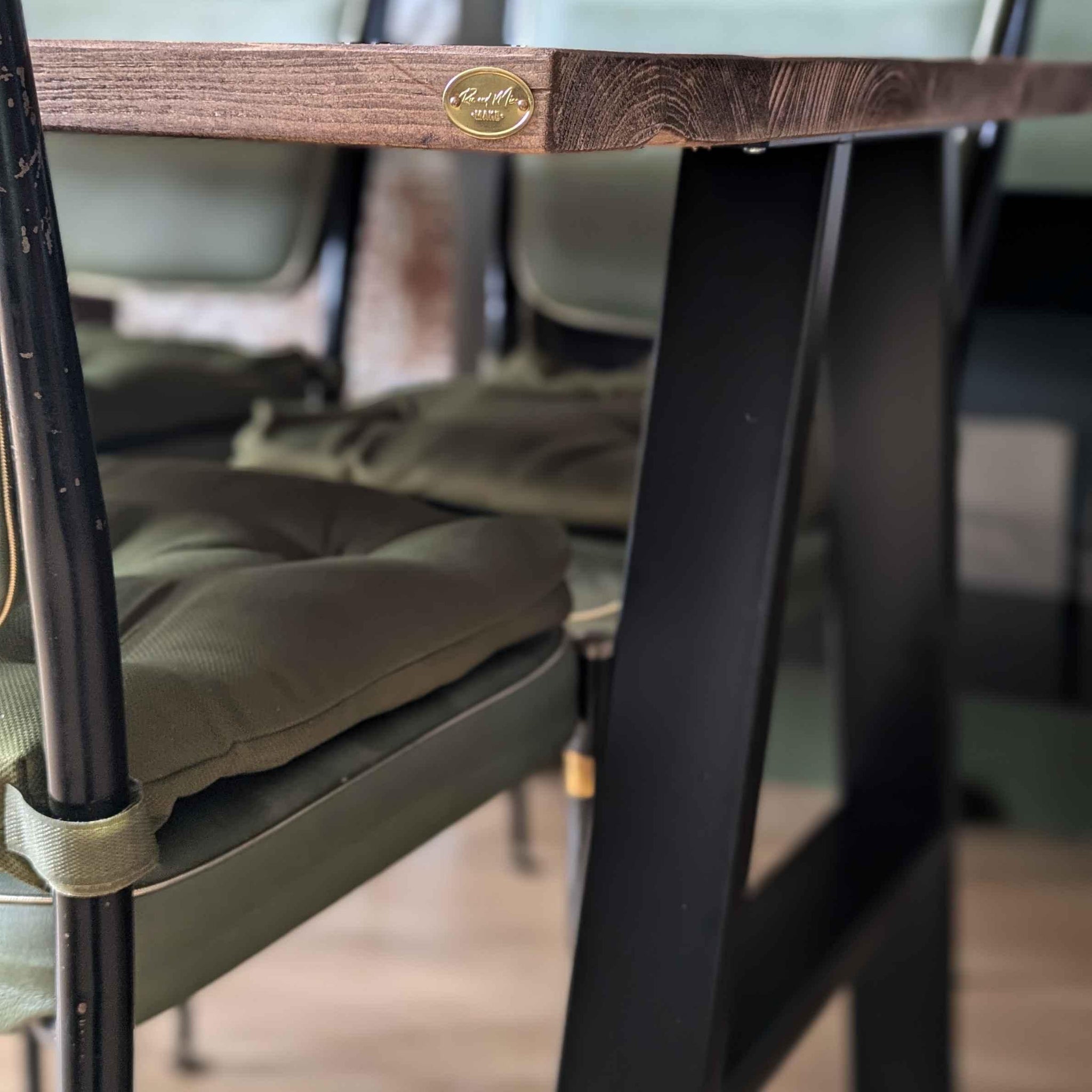 BLAKE: Reclaimed Dining Table with Black A-Frame Legs - RizAndMicaMake
